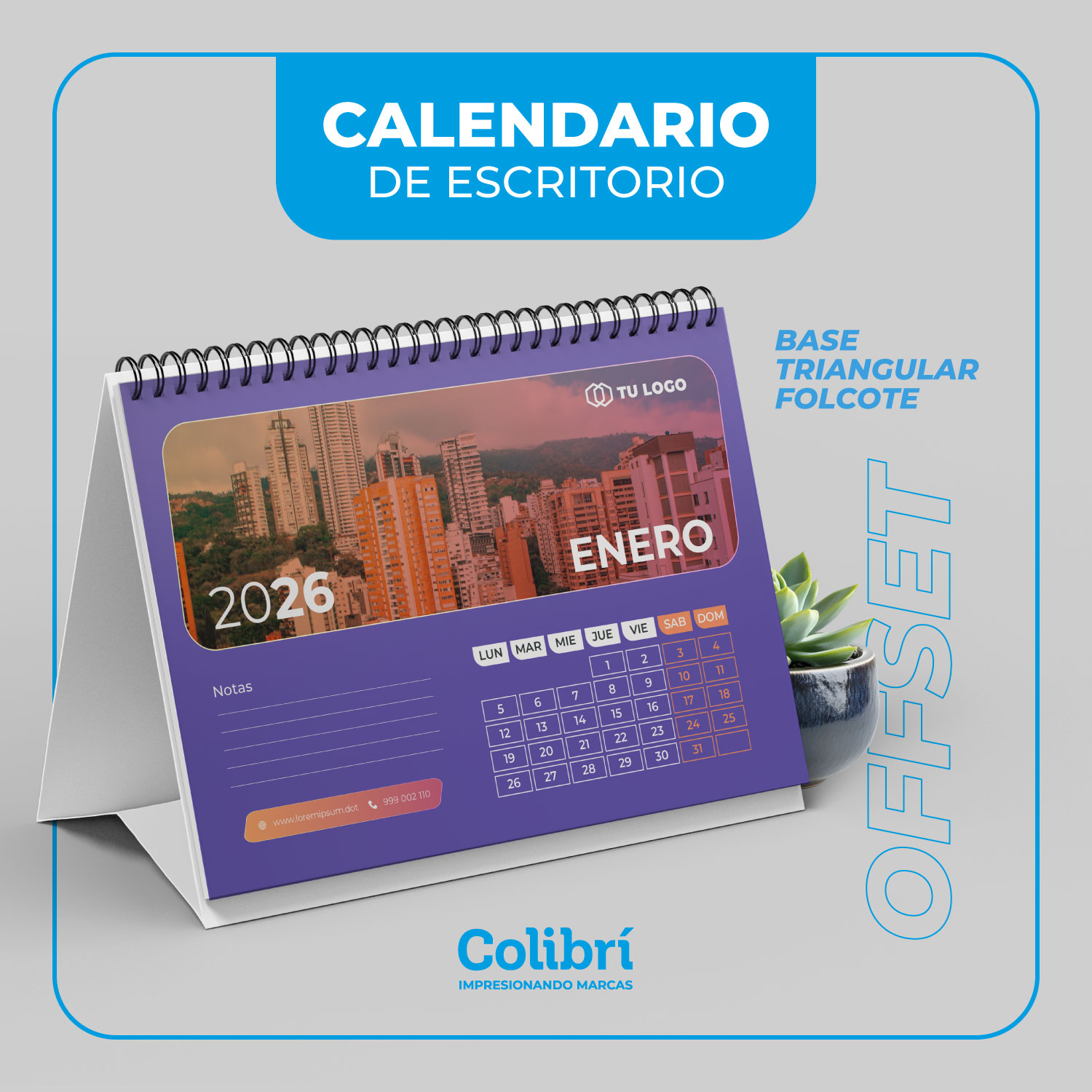 Calendario de Escritorio Base Triangular Folcote - colibripublicidadbtl.com